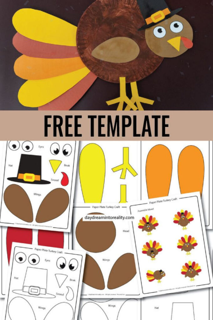 Printable Paper Plate Turkey Craft Template | Grid Paper Printable
