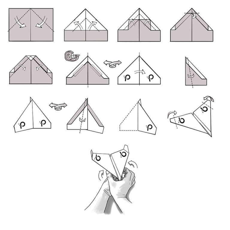 Printable Paper Airplane Folding Template | Grid Paper Printable