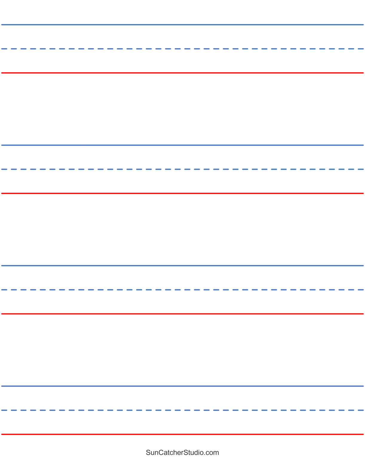 Printable Writing Paper Blue Red Blue Lines | Grid Paper Printable
