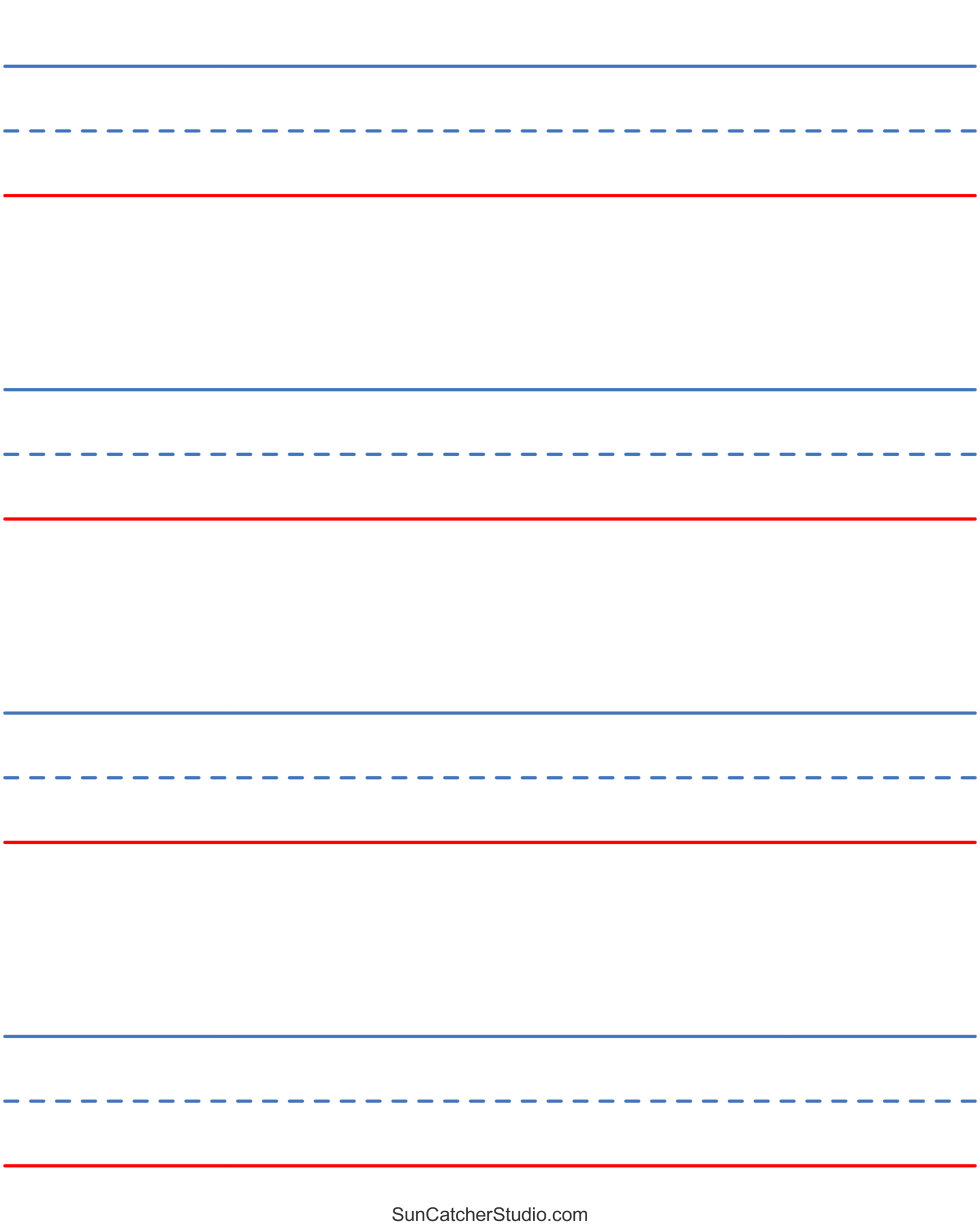 Printable Writing Paper Blue Red Blue Lines | Grid Paper Printable