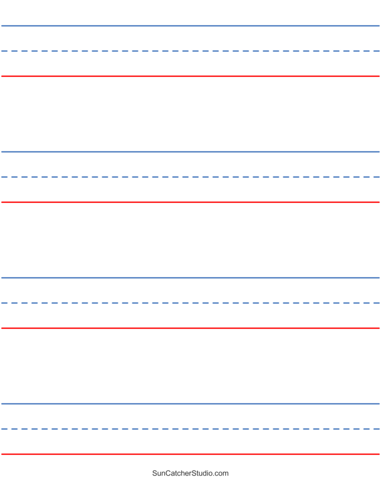 Printable Writing Paper Blue Red Blue Lines | Grid Paper Printable