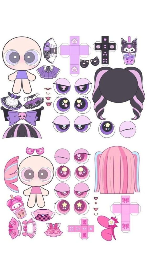 Kuromi Paper Doll Printable | Grid Paper Printable