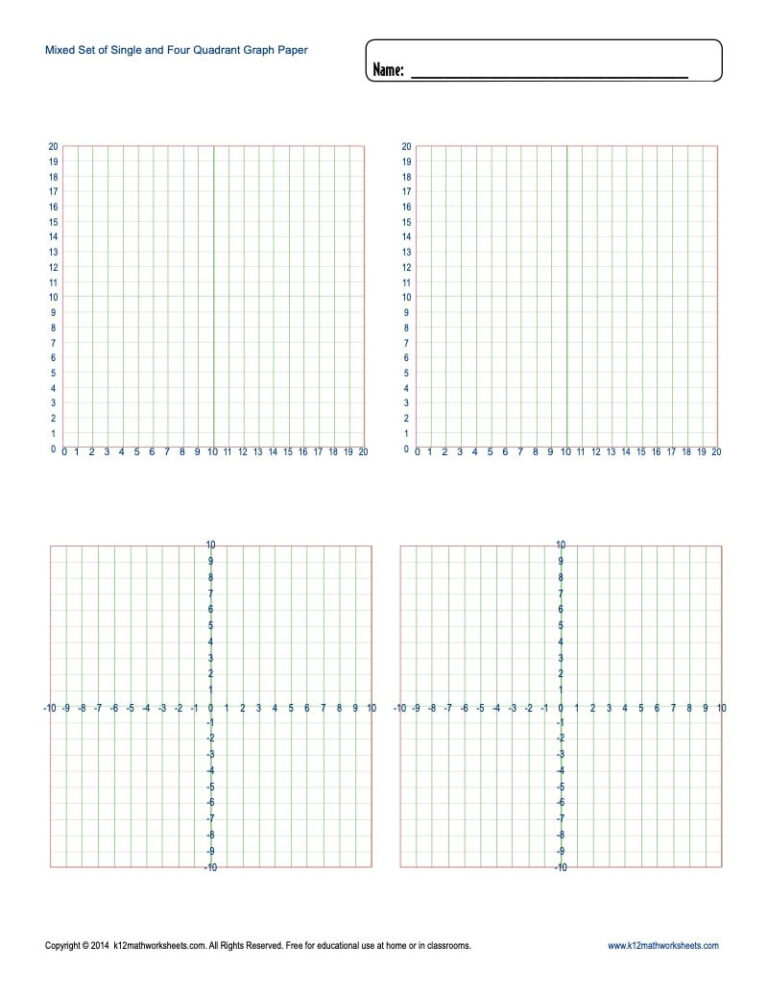Printable Graph Paper with 4 Quadrants | Grid Paper Printable